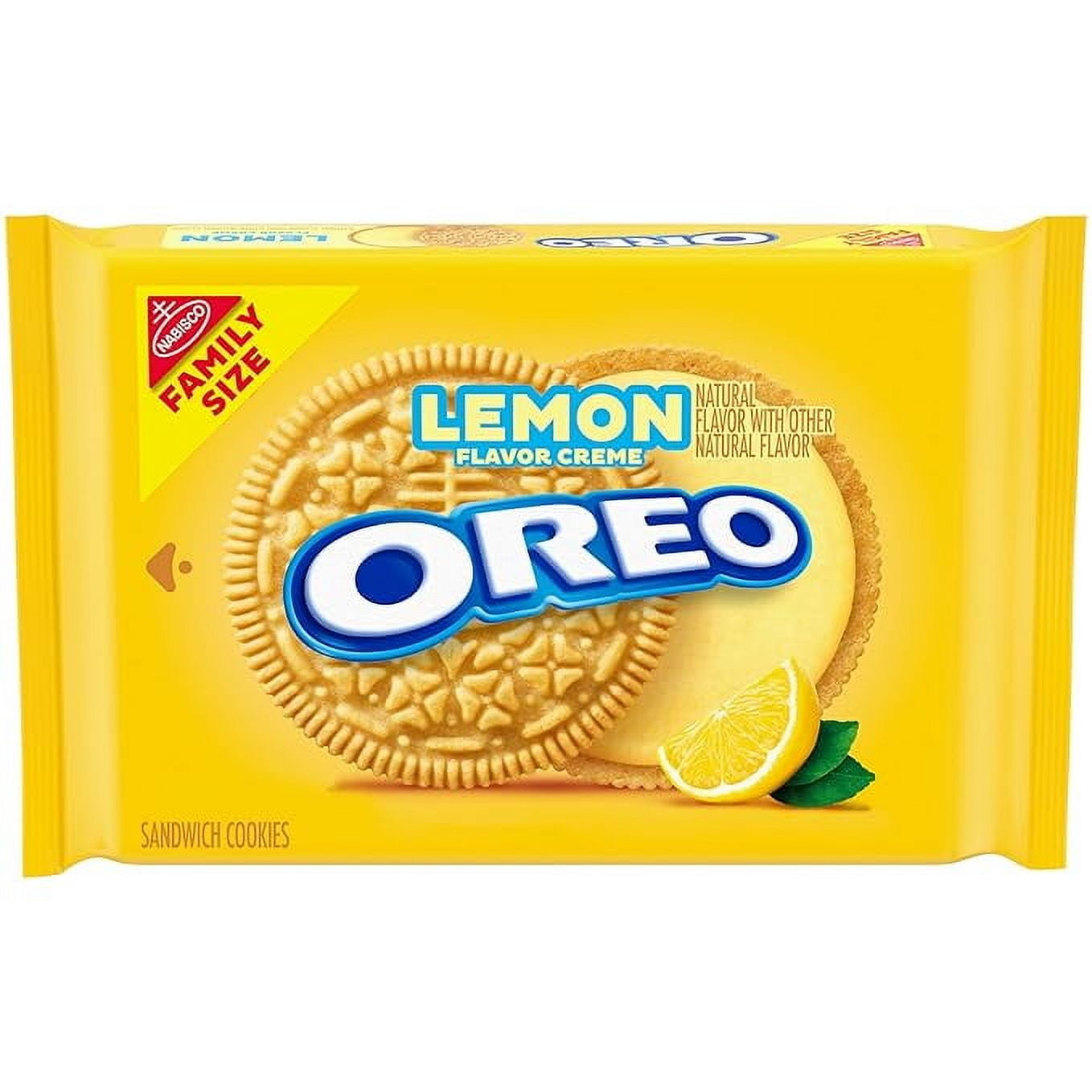 OREO Lemon Creme Sandwich Cookies, Family Size, 18.71 oz ( Pack of 2 ...