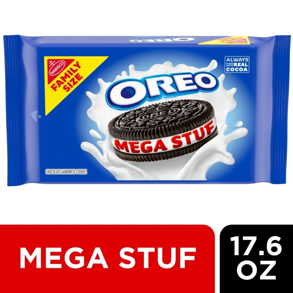 OREO Mega Stuf Chocolate Sandwich Cookies Family Size, 17.6 oz (Package ...