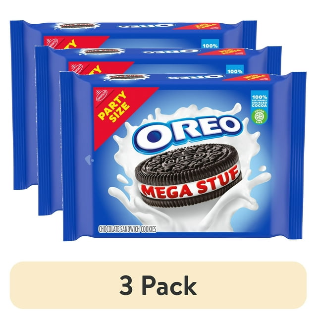 (3 pack) OREO Mega Stuf Chocolate Sandwich Cookies, Party Size, 1 lb 9. ...