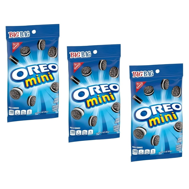 OREO Mini Chocolate Sandwich Cookies, Snackable Delights, 3 Oz Big Bags (3 Pack) - Walmart.com