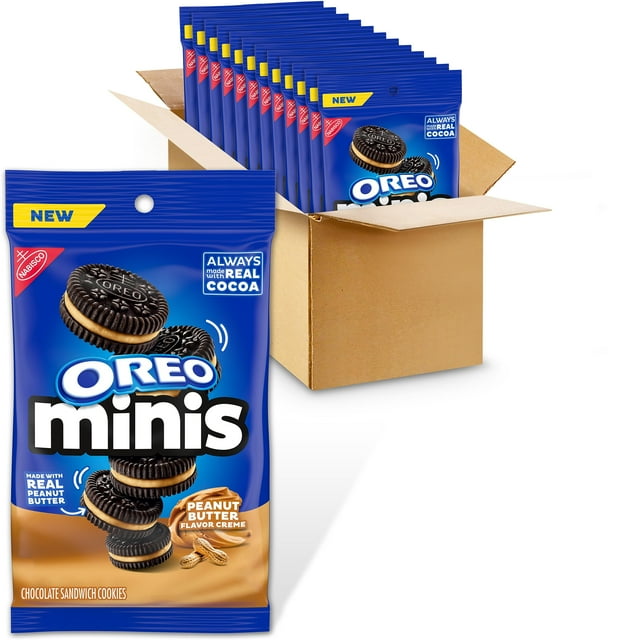 OREO Mini Peanut Butter Chocolate Sandwich Cookies, 12-3 oz Packs - Walmart.com