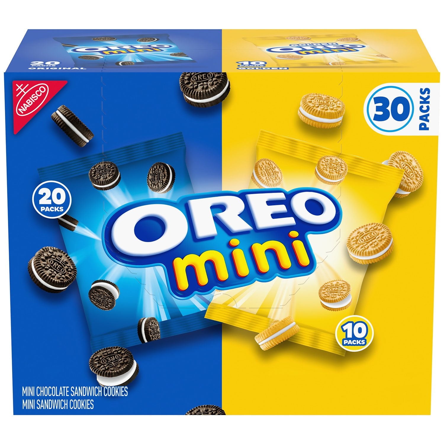 OREO Mini Variety Pack Cookies, 30 Snack Packs (20 OREO Mini, 10 Golden ...