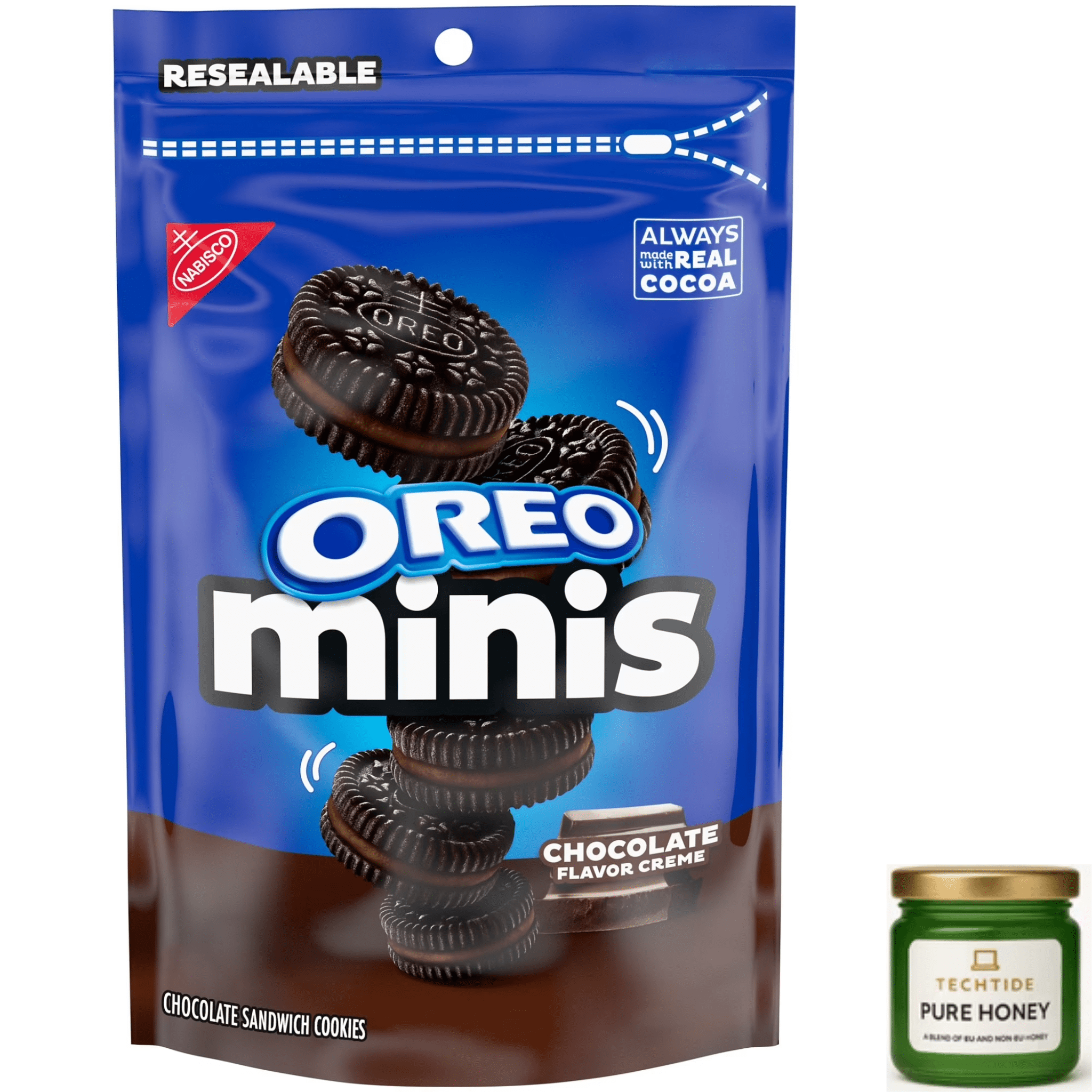 OREO Minis Chocolate Creme Chocolate Sandwich Cookies, 8 oz Pouch ...