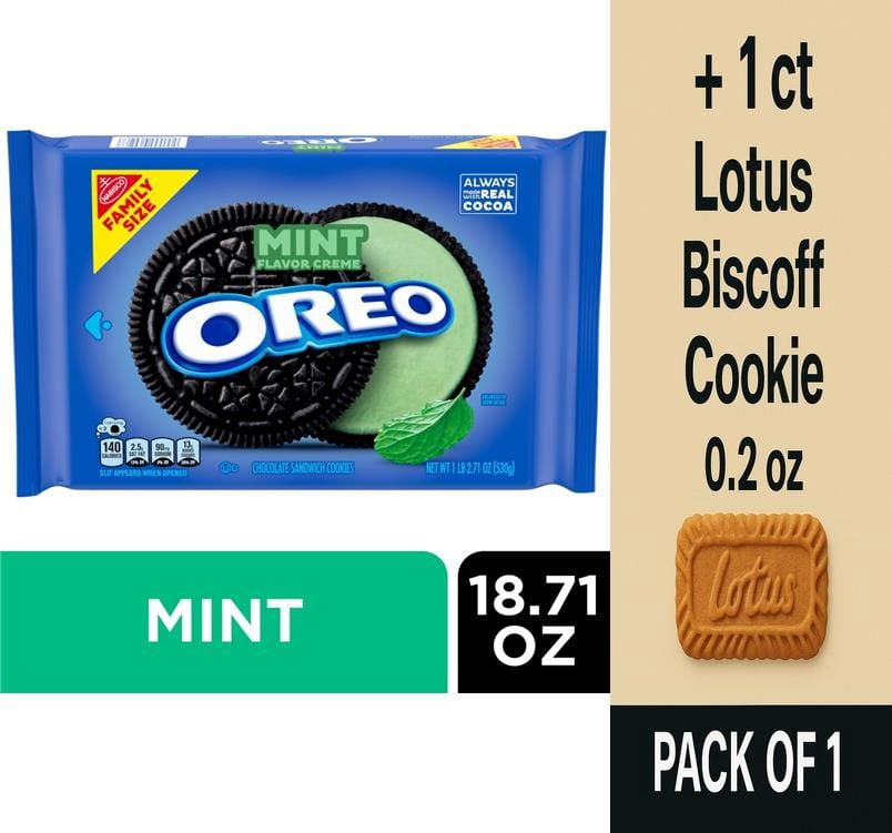 OREO Mint Creme Chocolate Sandwich Cookies Family Size 18.71 oz - Pack ...