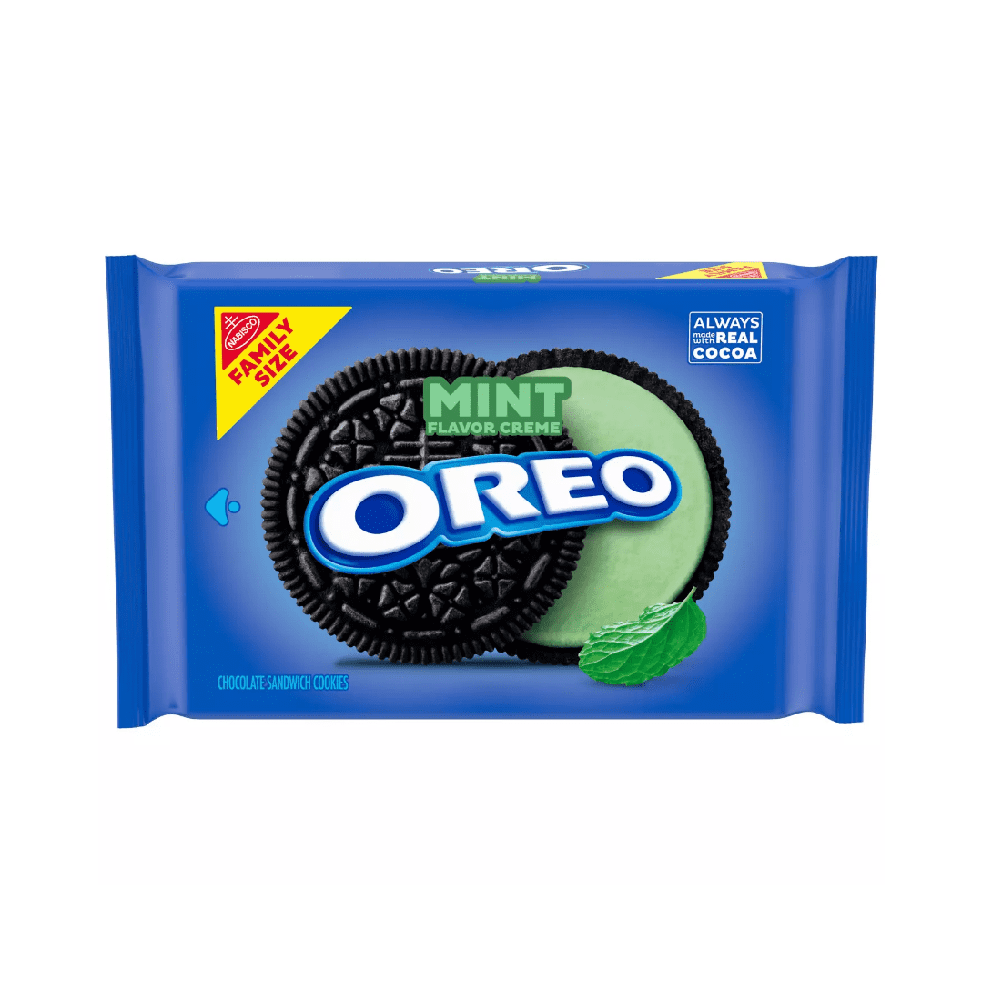 OREO Mint Creme Chocolate Sandwich Cookies Family Size, 18.71 oz ...