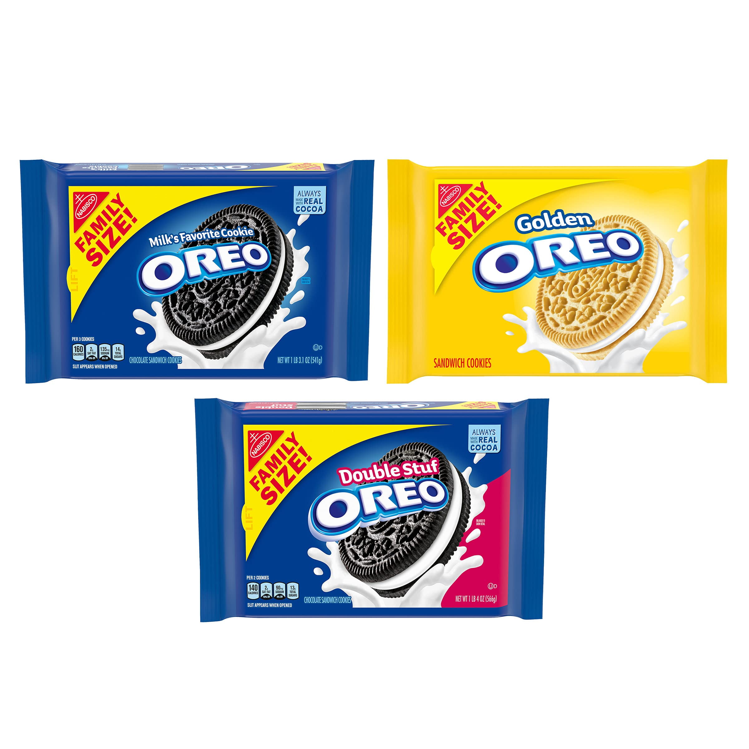 OREO Original, Double Stuff & Golden Sandwich Cookies Variety Pack, Family Size, 3 Packs ...