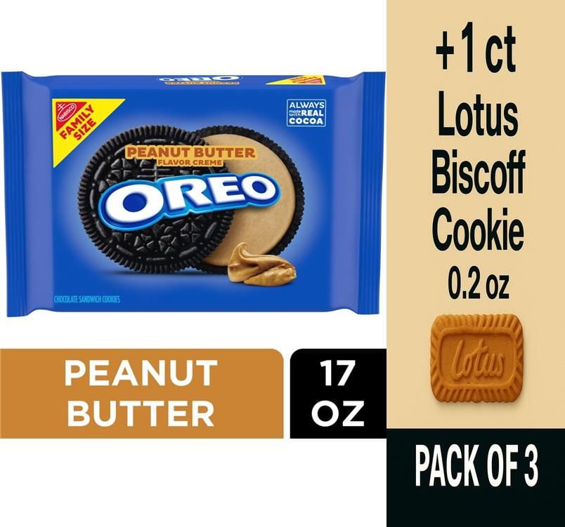 OREO Peanut Butter Creme Chocolate Sandwich Cookies Family Size 17 oz ...