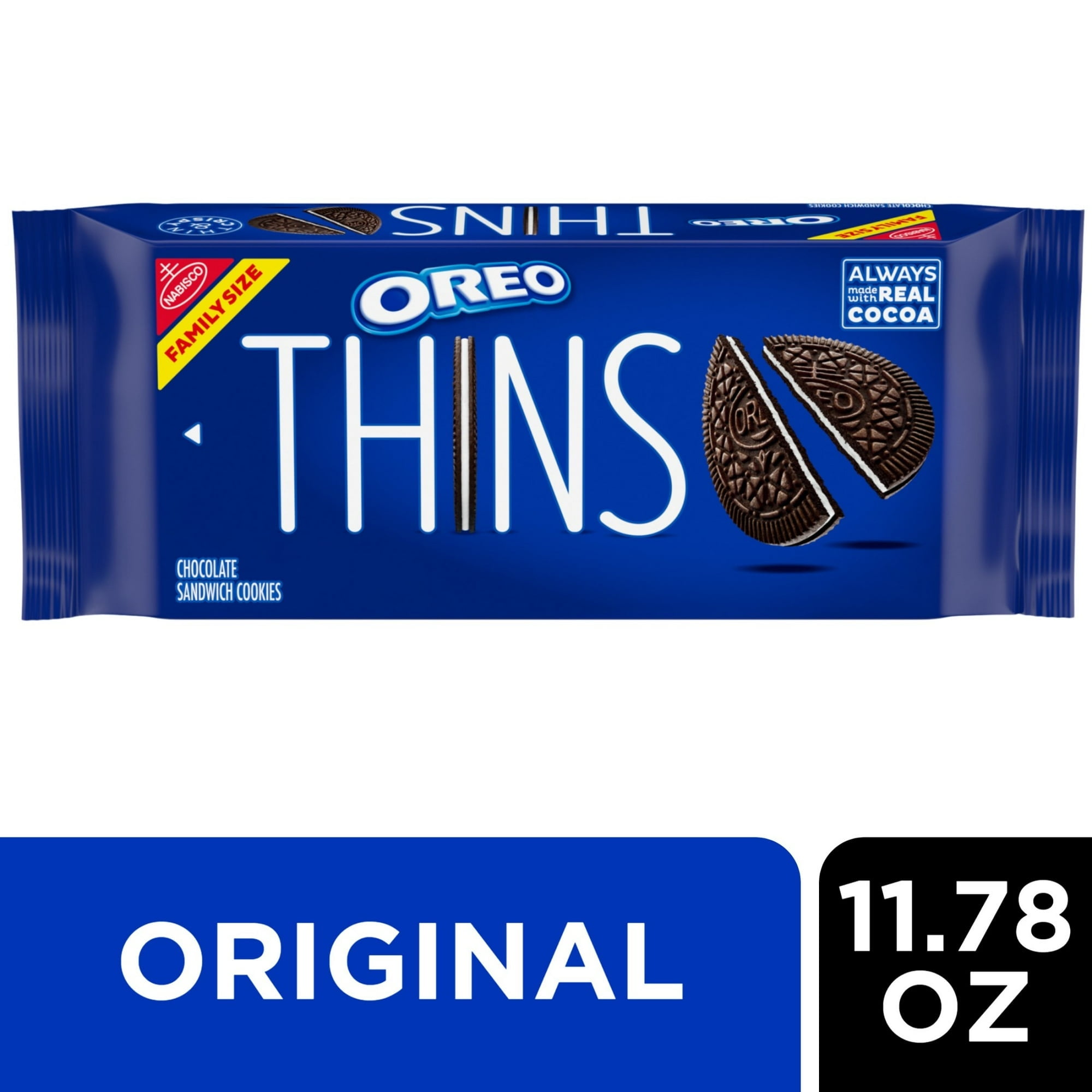 OREO Thins Chocolate Sandwich Cookies, Family Size, 11.78 oz Pack of 4 ...