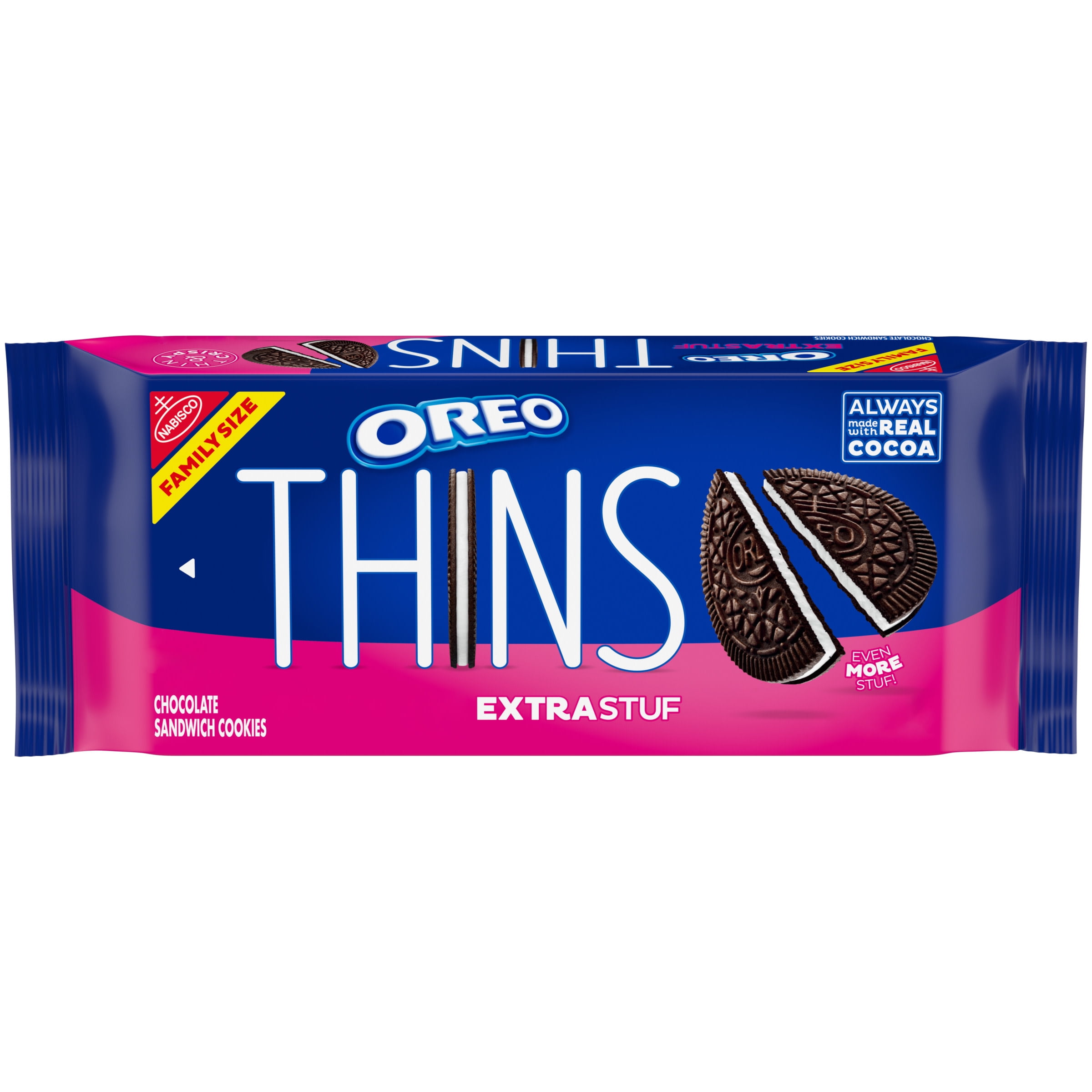OREO Thins Extra Stuf Chocolate Sandwich Cookies, Family Size, 12.33 oz ...
