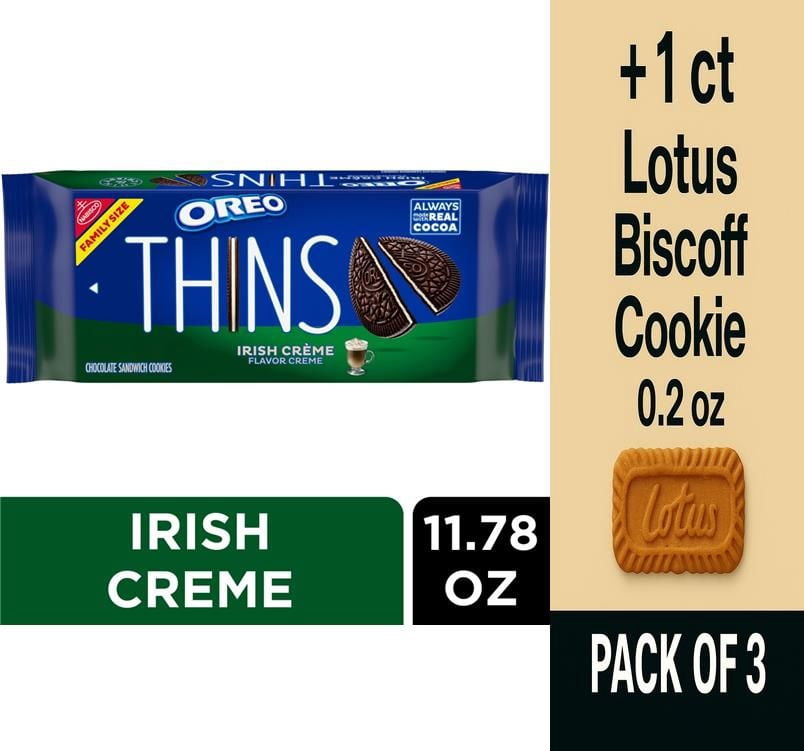 OREO Thins Irish Creme Chocolate Sandwich Cookies 11.78 oz - Pack of 3 ...