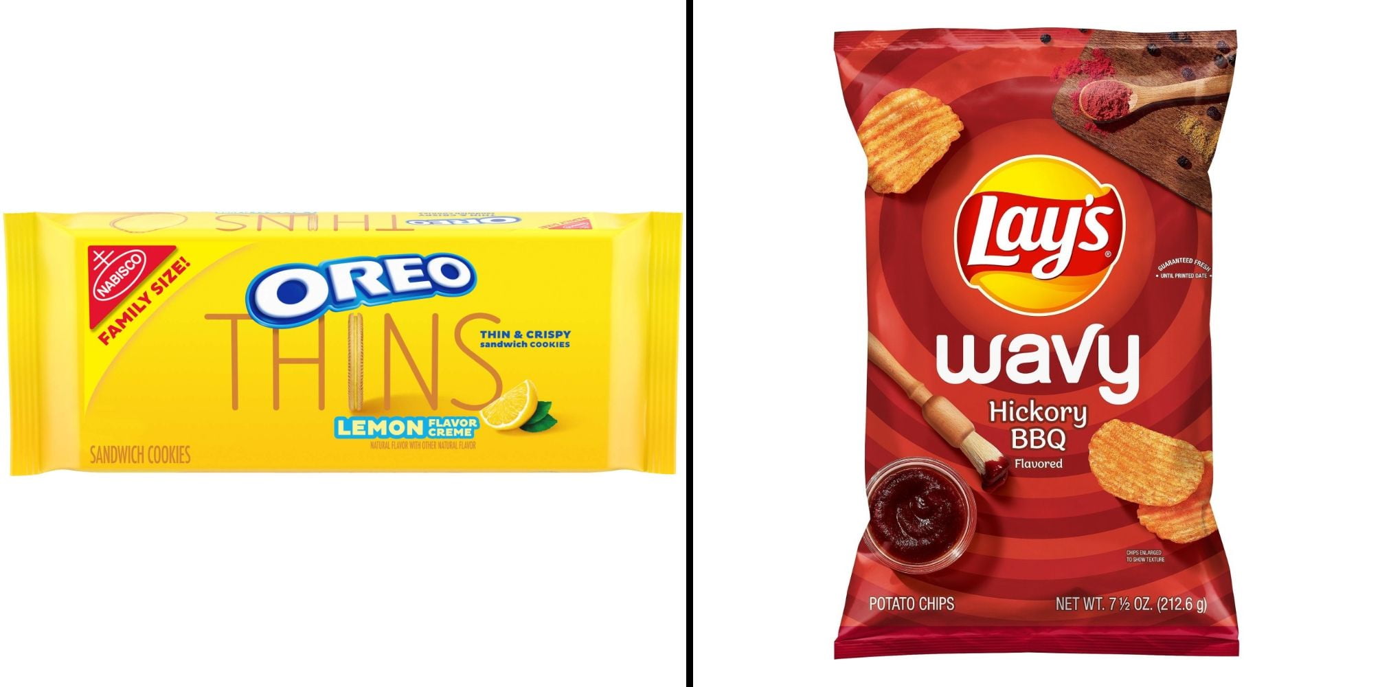 OREO Thins Lemon Creme Sandwich Cookies 11.7 oz & Lay's Wavy Hickory BBQ Potato Chips 7.5 oz ...