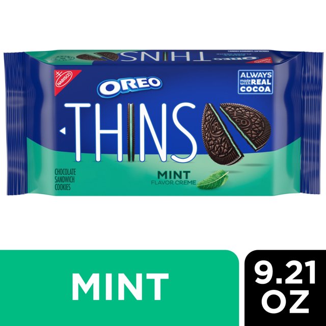 OREO Thins Mint Creme Chocolate Sandwich Cookies,1PACK - Walmart.com