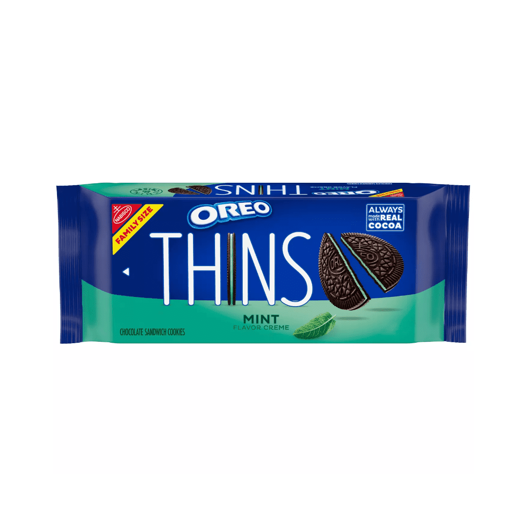 OREO Thins Mint Creme Chocolate Sandwich Cookies Family Size, 11.7 oz ...