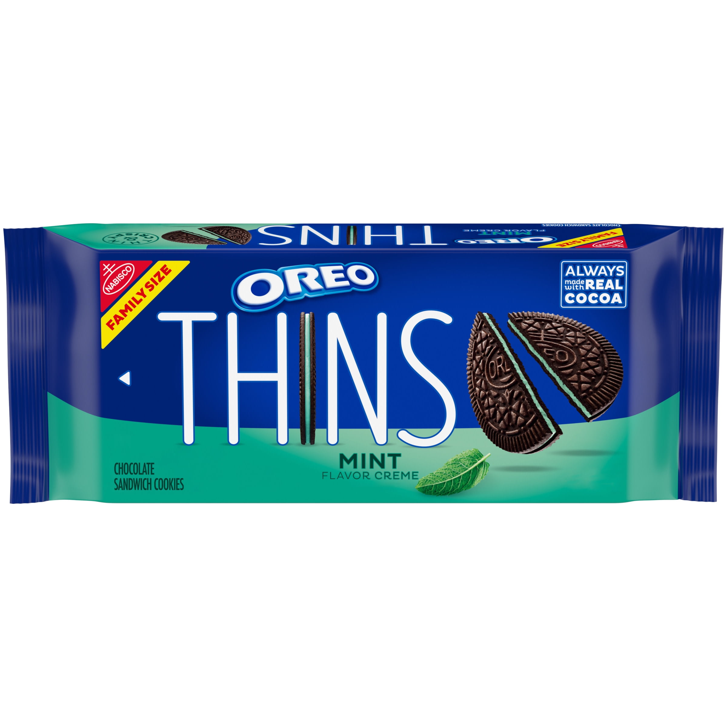 OREO Thins Mint Creme Chocolate Sandwich Cookies, Family Size, 11.78 oz ...