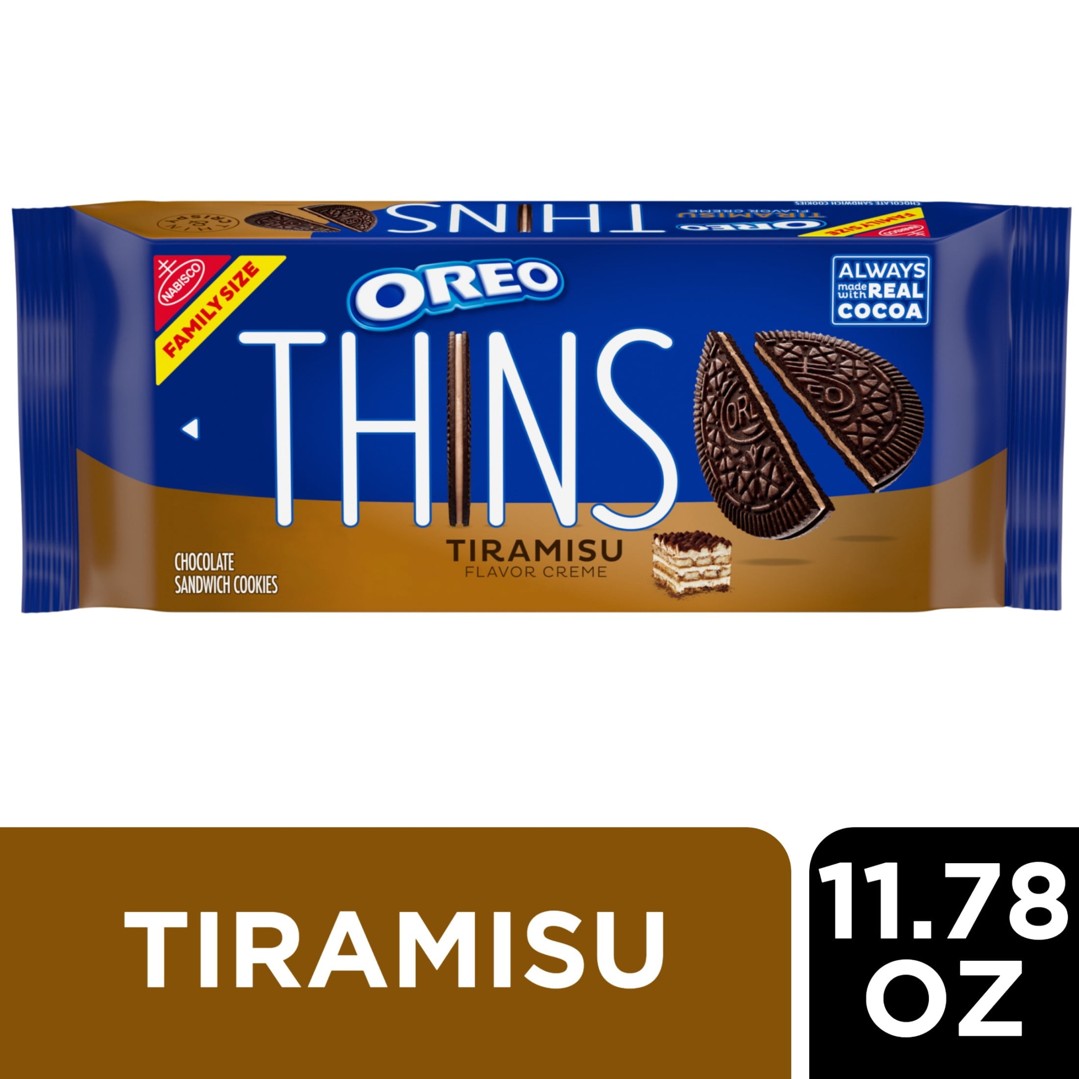 OREO Thins Tiramisu Creme Chocolate Sandwich Cookies, Family Size, 11. ...