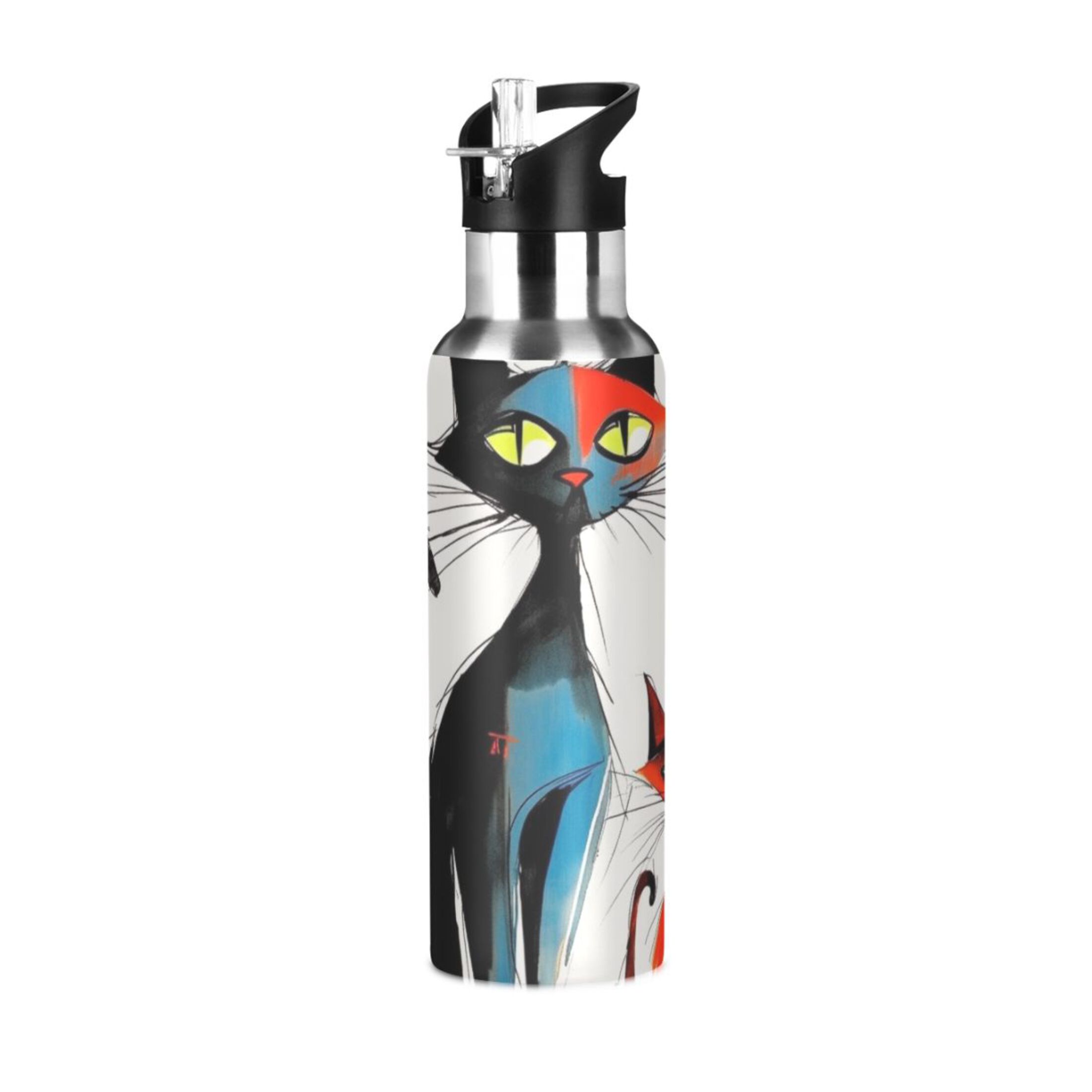 OREZI Stainless Steel Water Bottle Couple Cartoon Cat 20oz/600ml Double ...