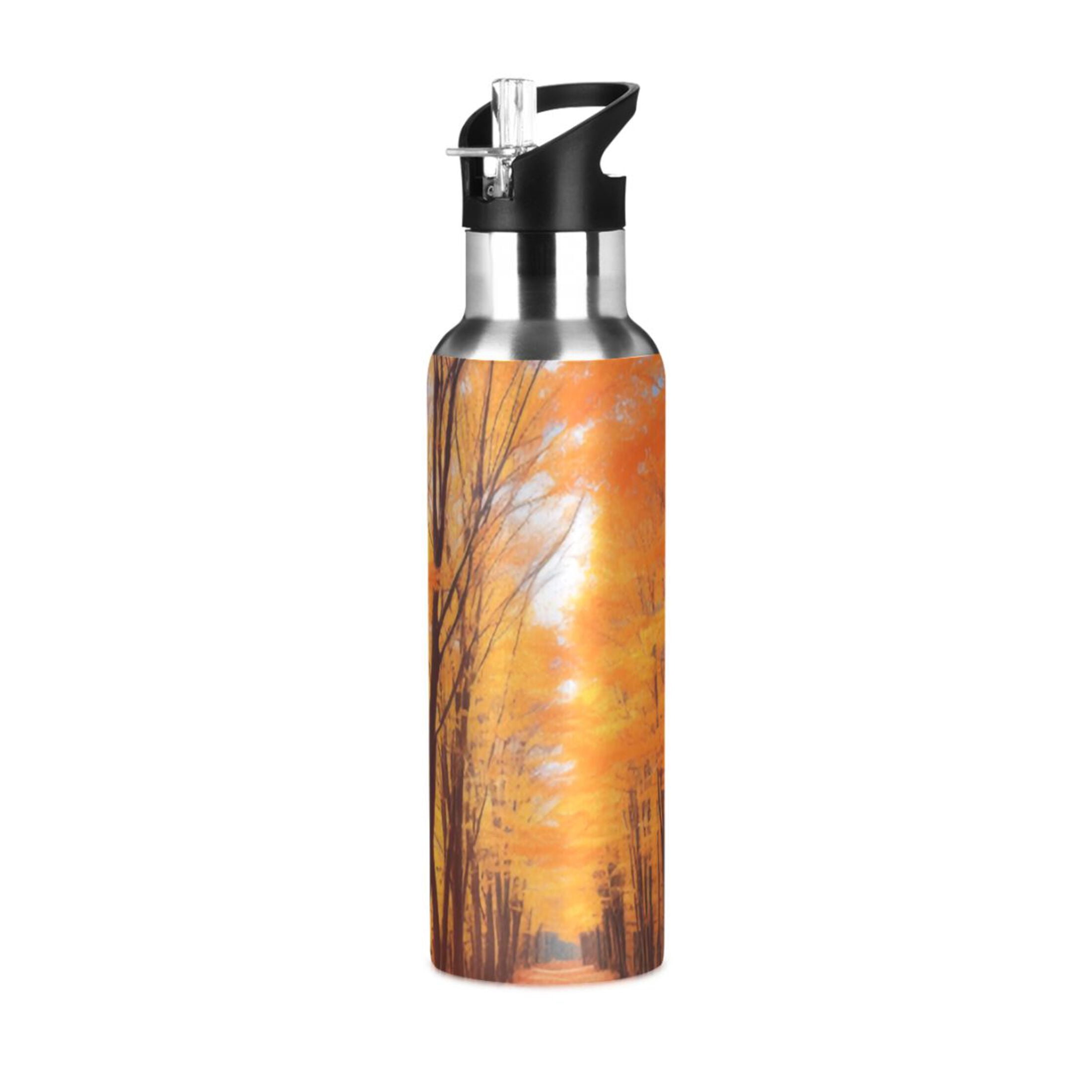 OREZI Stainless Steel Water Bottle Fall Leaves with Forest 20oz/600ml ...