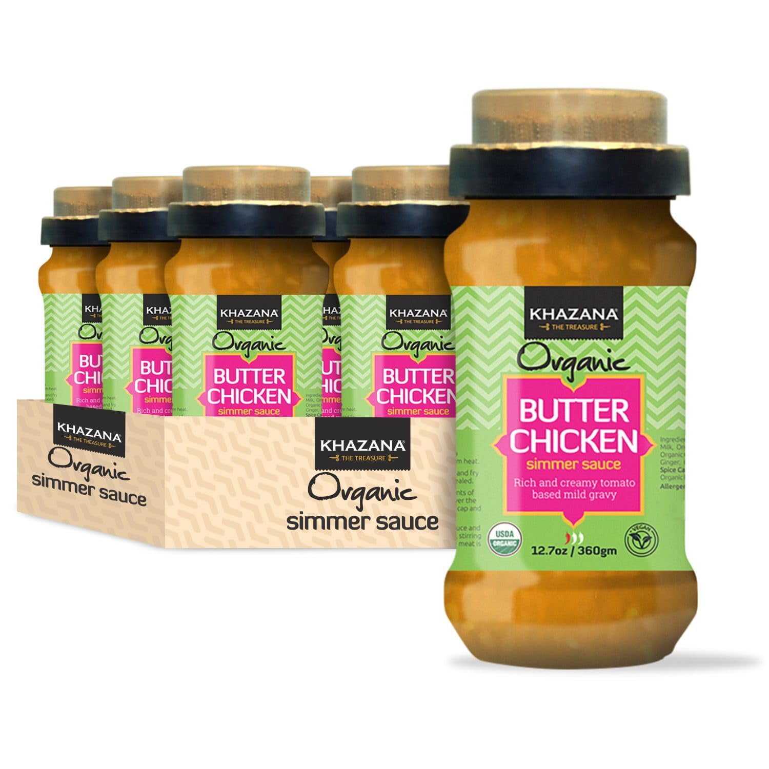 ORGANIC Butter Chicken Simmer Sauce - 6 x 12.7oz Jars | Non-GMO, Vegan ...