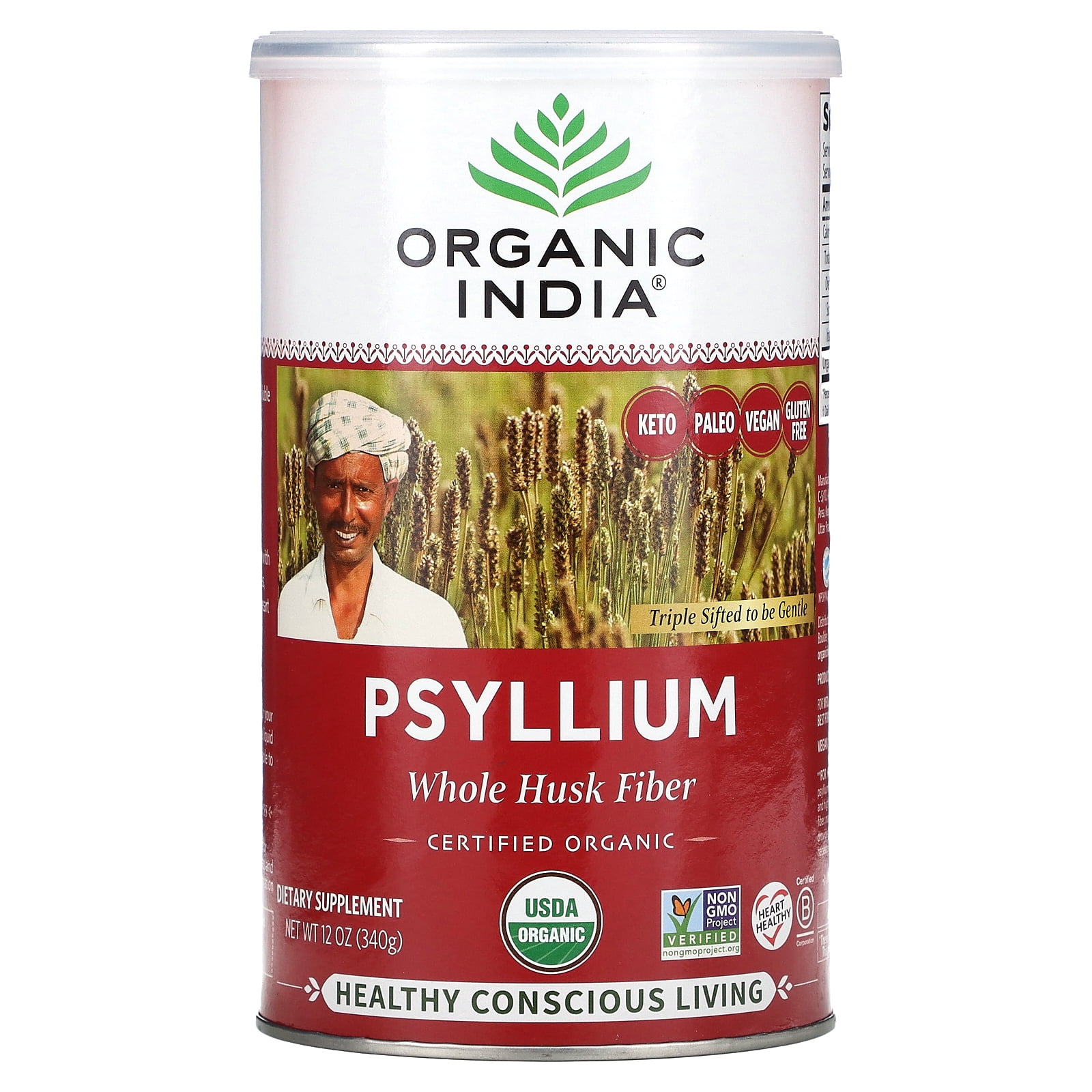 ORGANIC INDIA Psyllium Whole Husk Fiber - 12 Oz - Walmart.com