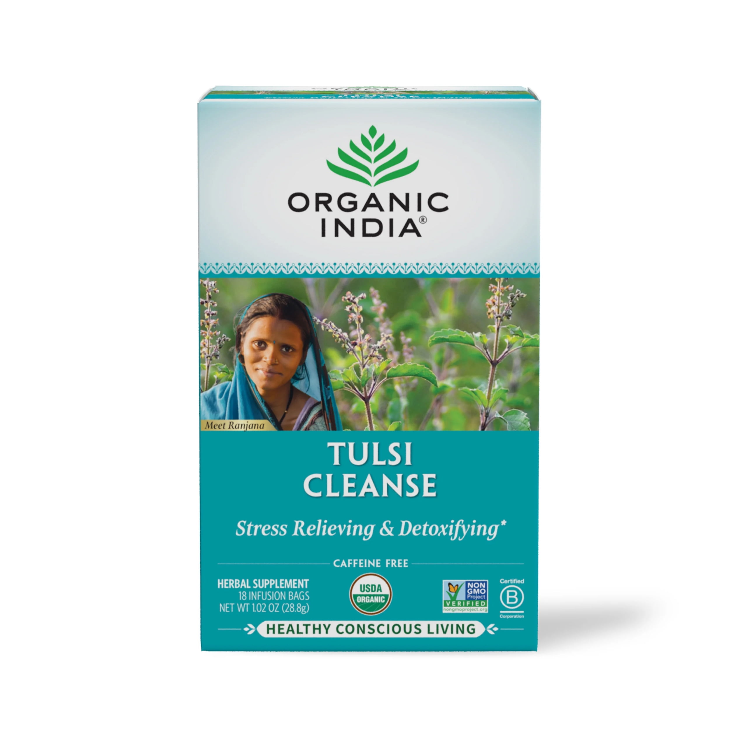 ORGANIC INDIA Tulsi Cleanse Herbal Tea Bags 18 Count - Walmart.com