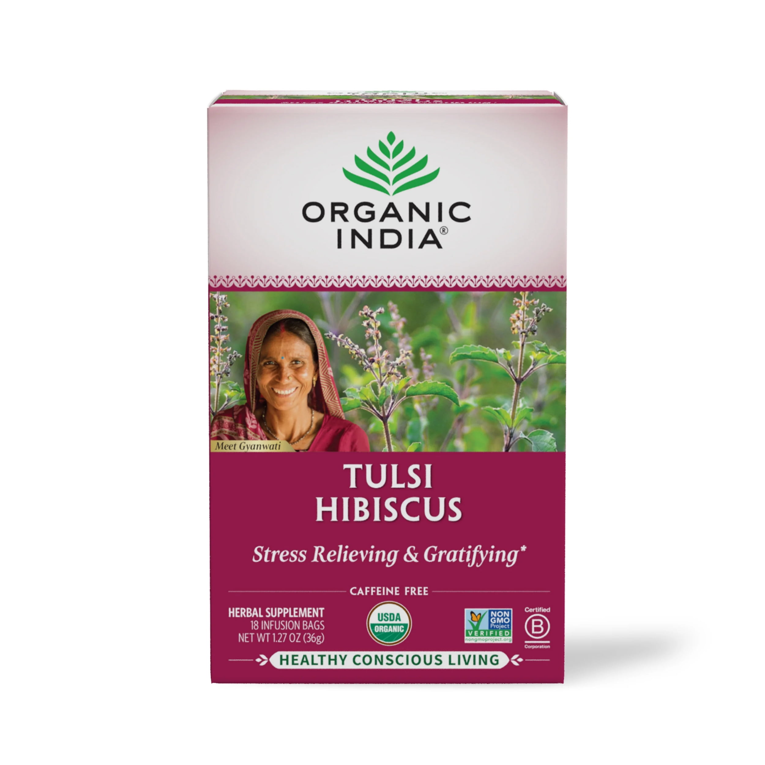 ORGANIC INDIA Tulsi Hibiscus Herbal Tea Bags 18 Count - Walmart.com