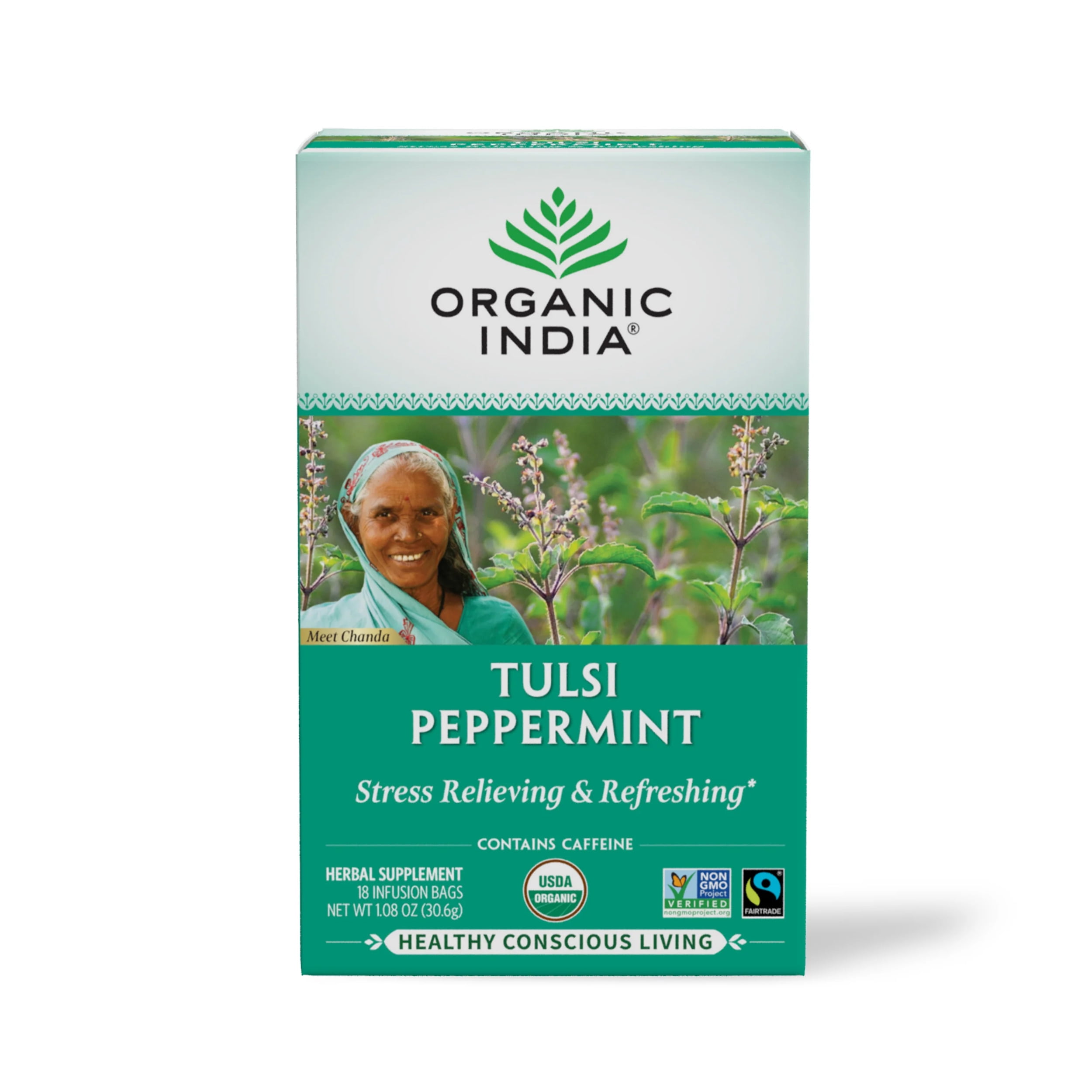 ORGANIC INDIA Tulsi Peppermint Herbal Tea Bags 18 Count - Walmart.com