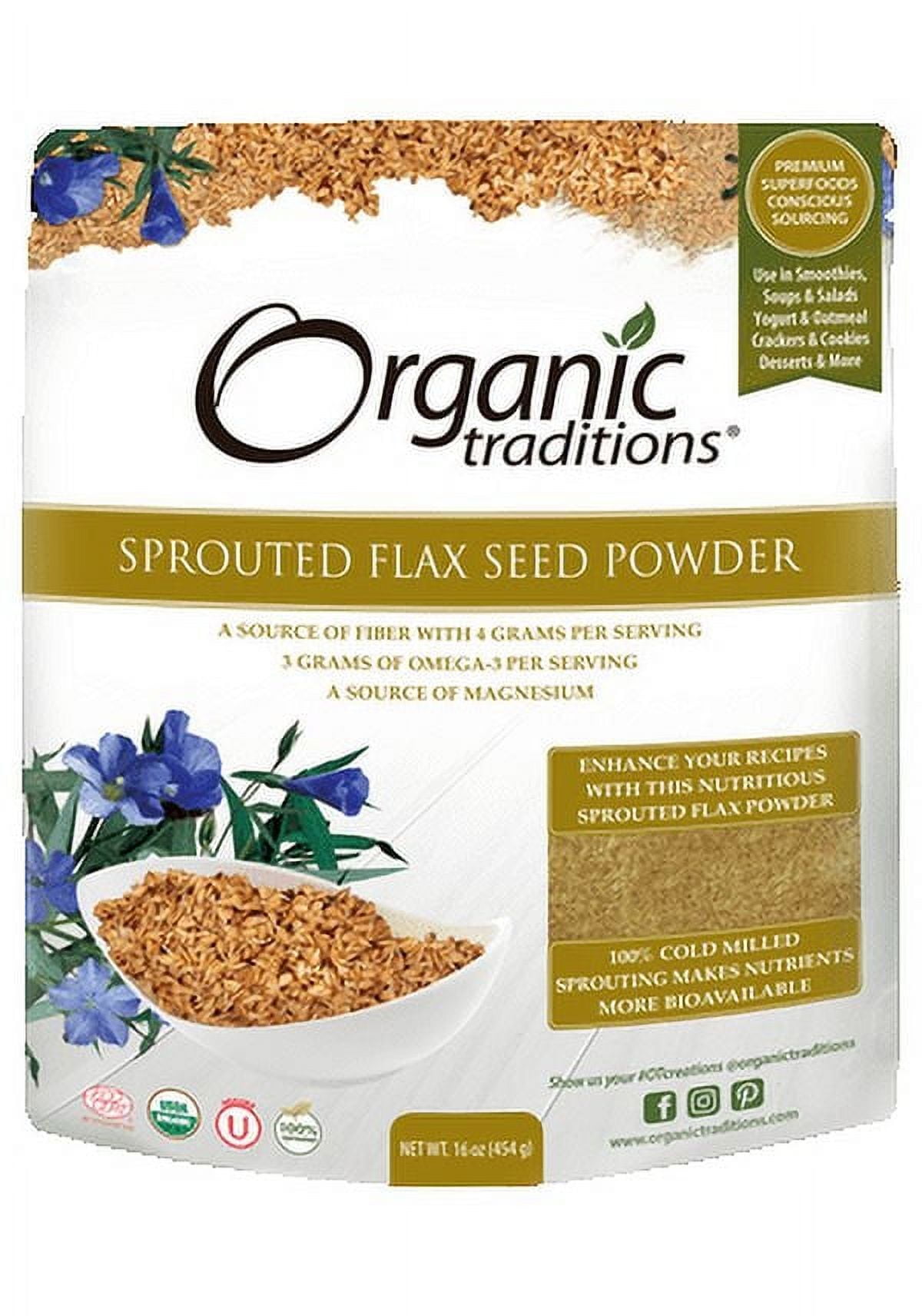 ORGANIC TRADITIONS - Organic Sprouted Flax Seed Powder 16oz (454 Gram ...