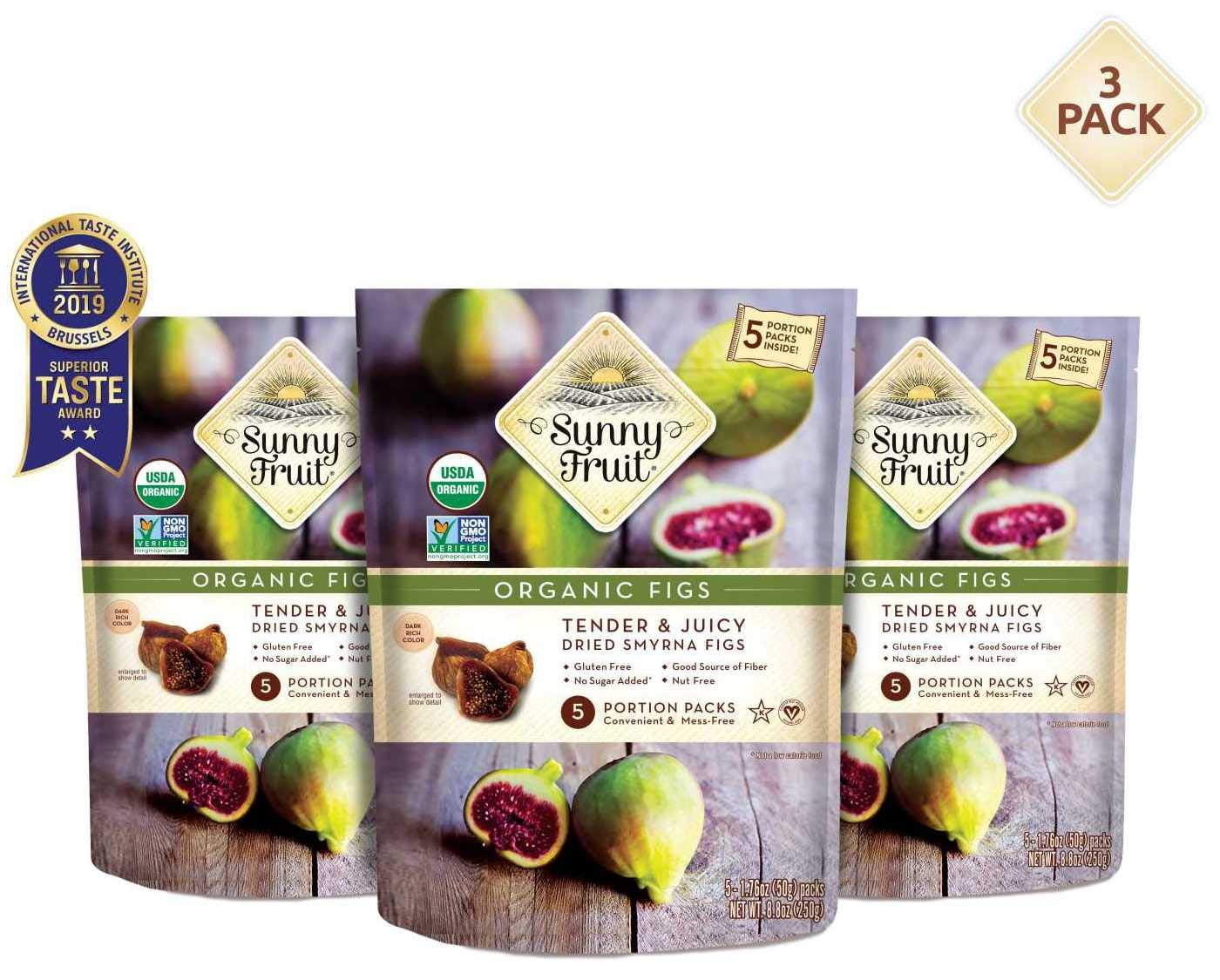 ORGANIC Turkish Dried Figs - Sunny Fruit - (3 Bags) - (5) 1.76oz ...