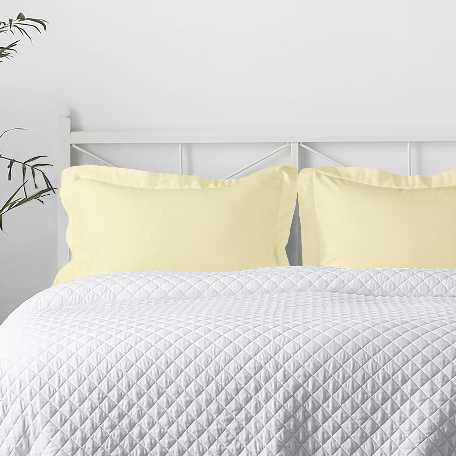 2 Pack Standard Brushed Microfiber Pillow Shams with 2" Flange, Super ...