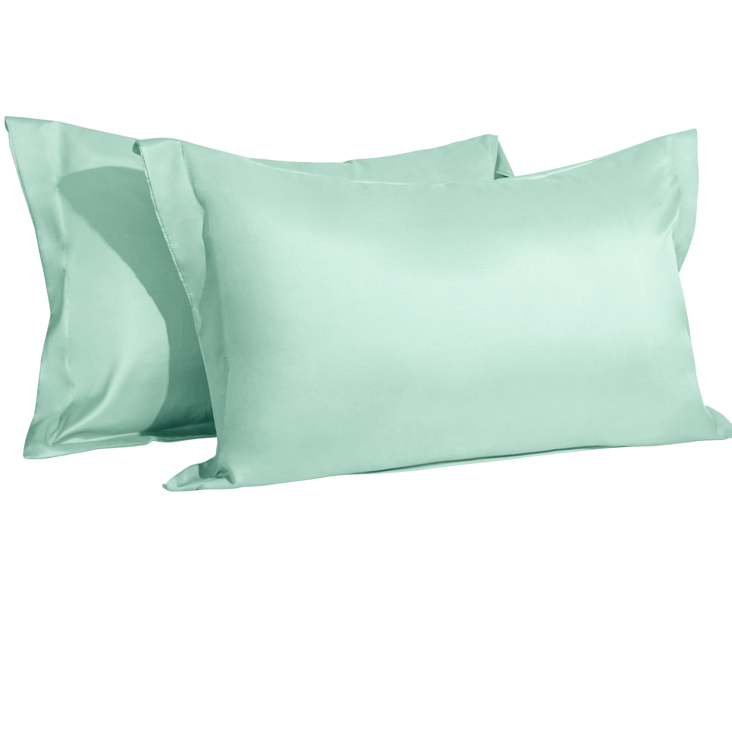 ORGANICTUNE 2 Pack Satin Standard Pillow Shams, 20x26 inches, Cyan ...