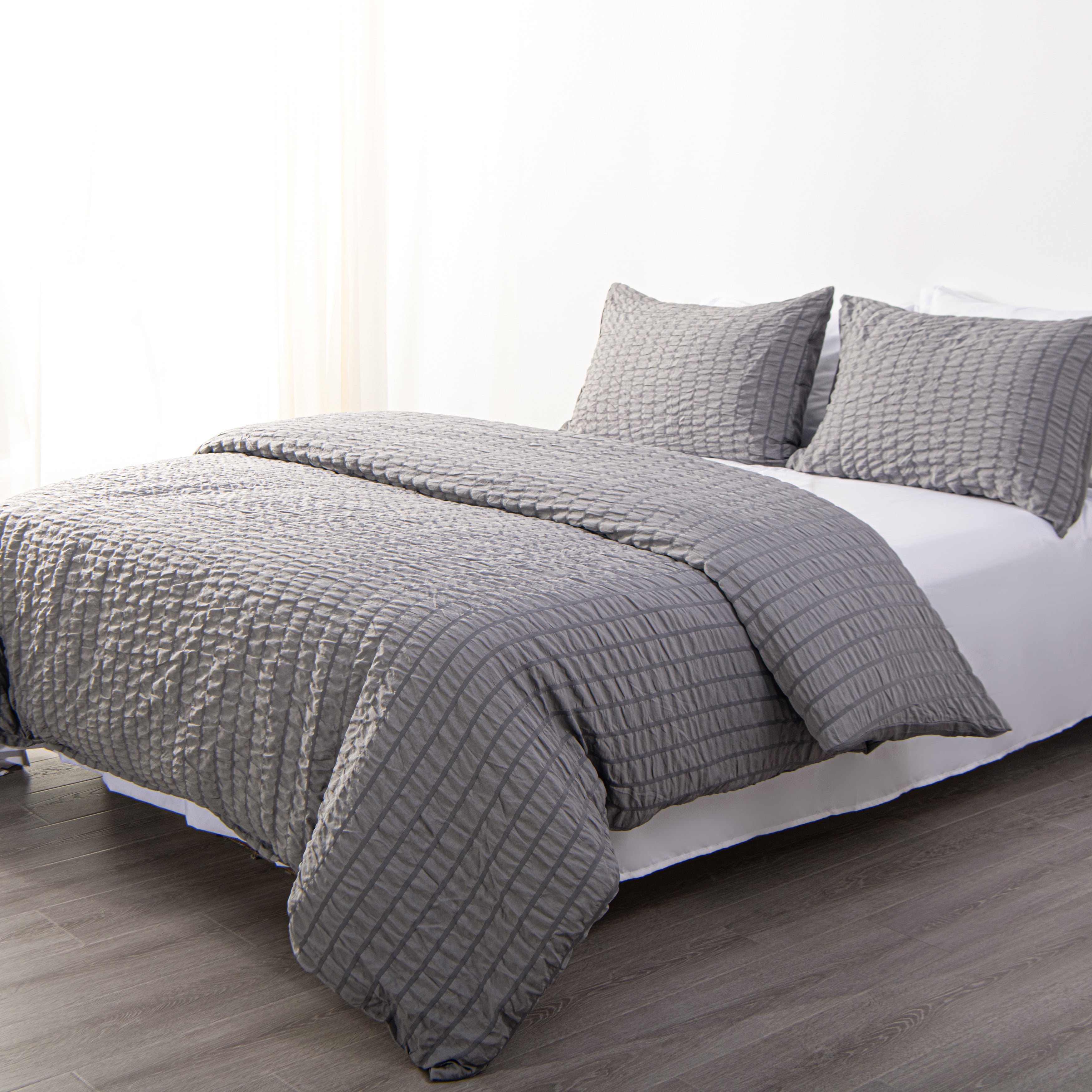 Organictune 2 Piece Seersucker Textured Stripe Duvet Cover Set ...