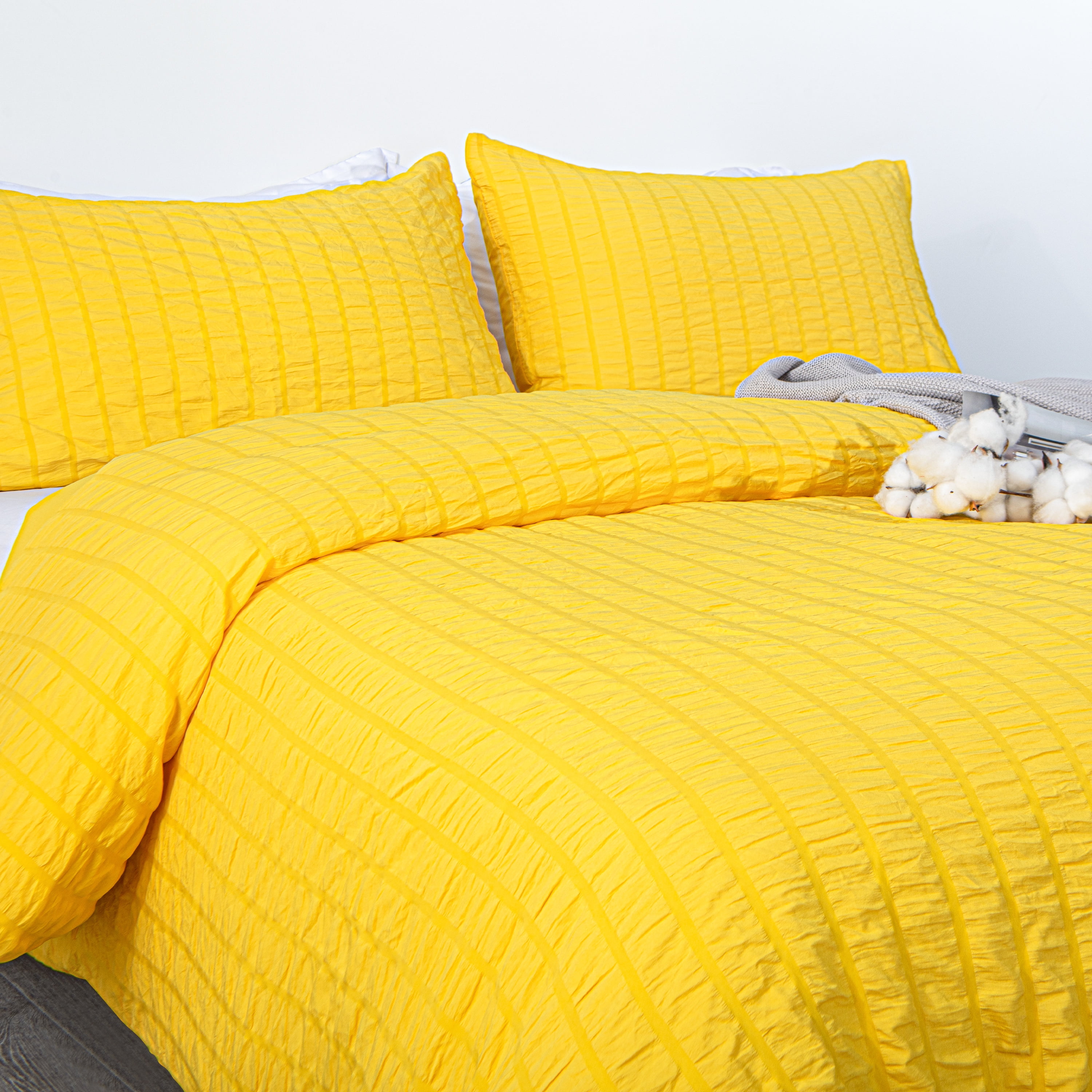 Organictune 3 Piece Seersucker Textured Stripe Duvet Cover Set ...