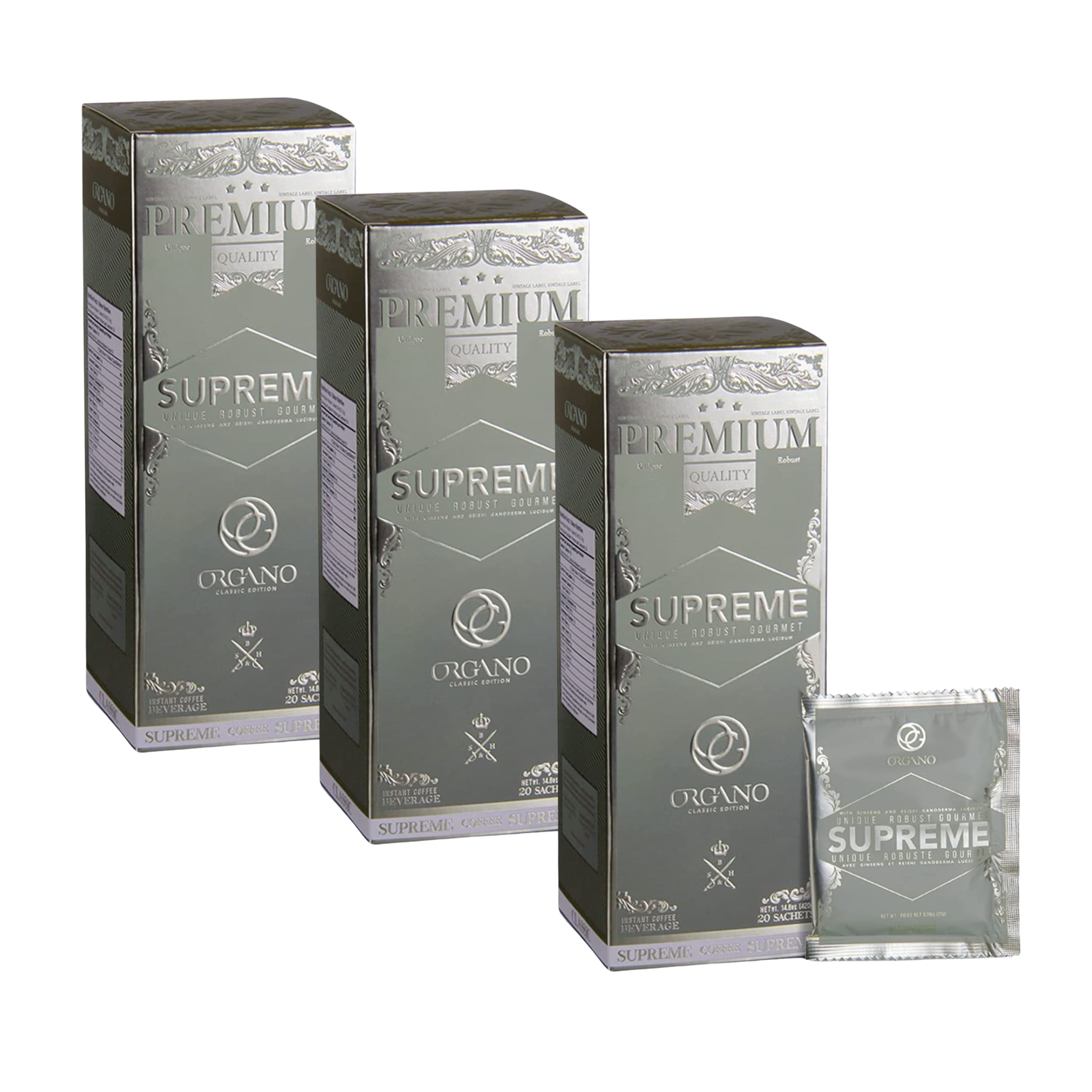 ORGANO Café Supreme, 100% Ganoderma Lucidum with Ginseng (20 Sachets) - 3 Pack - Walmart.com