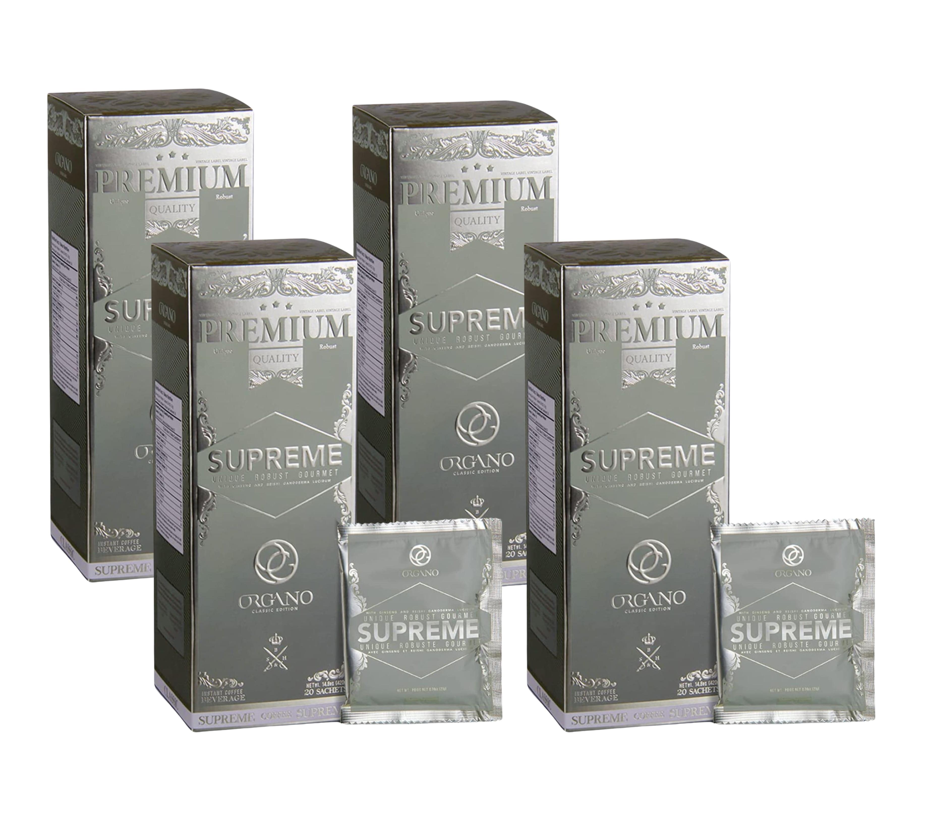 ORGANO Café Supreme, 100% Ganoderma Lucidum with Ginseng (20 Sachets) - 4 Pack - Walmart.com