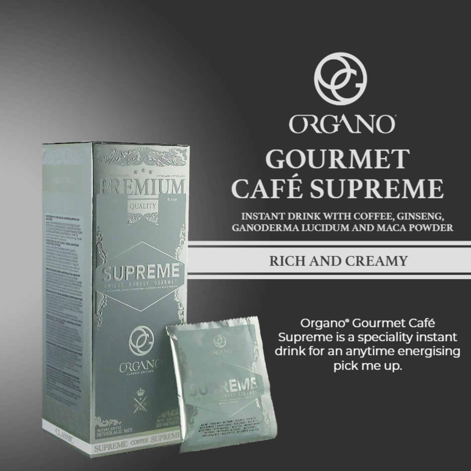 ORGANO Café Supreme, SCH4 100% Ganoderma Lucidum with Ginseng (20 Sachets) - Walmart.com