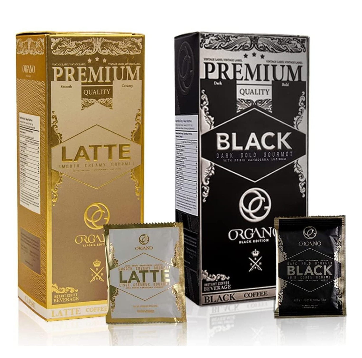 ORGANO Combo Pack 1 Box Black Coffee And 1 Box Cafe Latte, 100% ...
