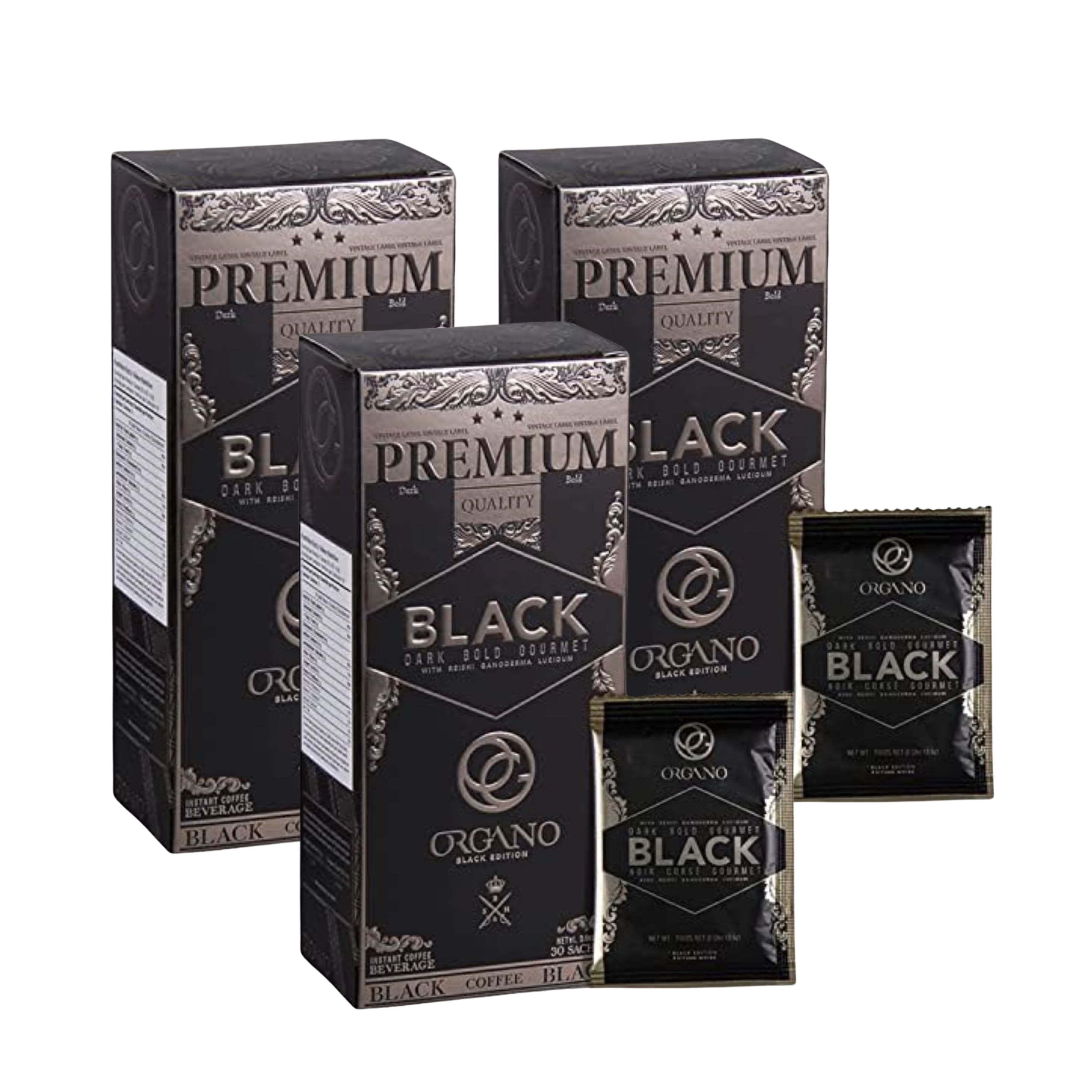 Organo, Gourmet Black Coffee, 30 sachets, 3 Pack, Medium-Dark Roast ...