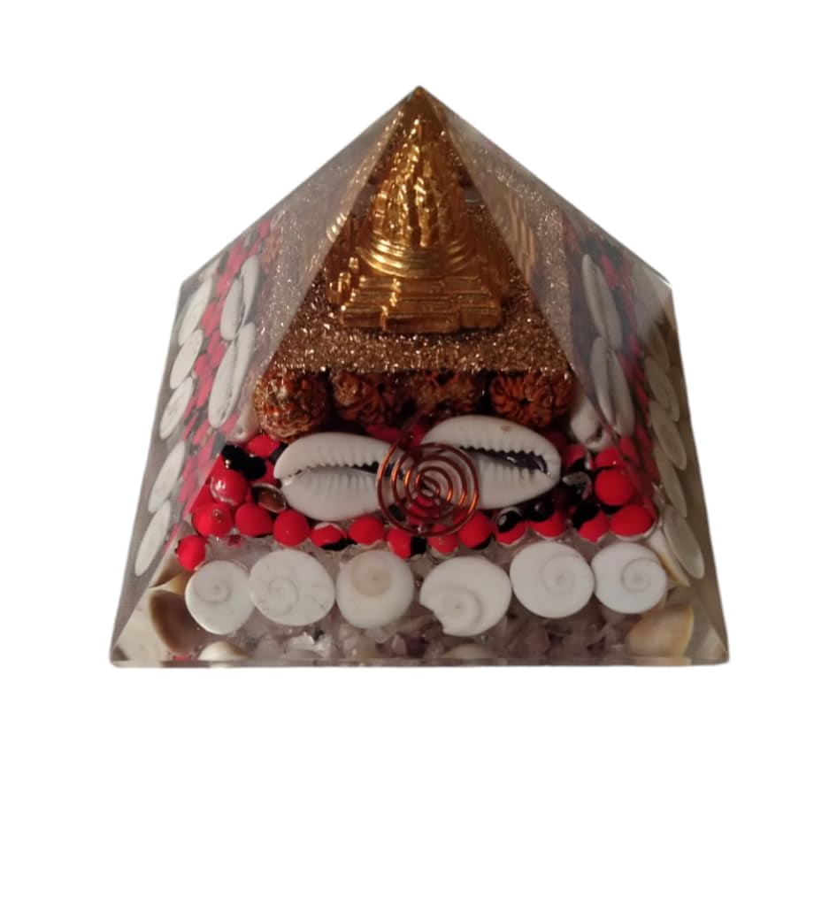ORGONITE MAGIC Crystal Laxmi Pyramid Crystal Pyramid With Rudraksha ...