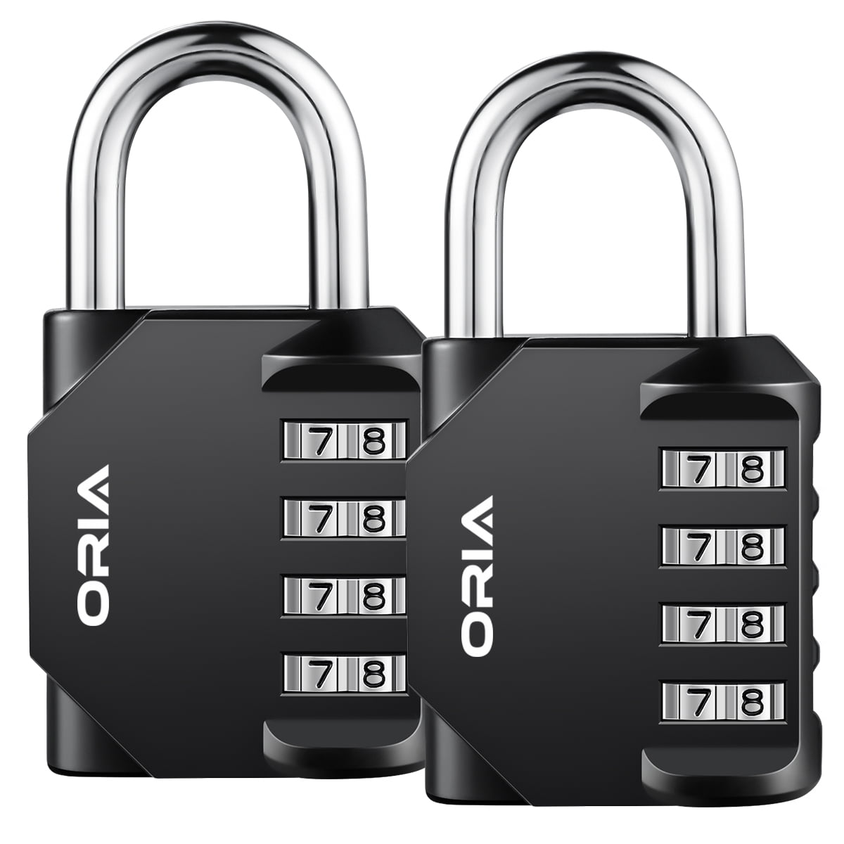 ORIA 2 Pack Combination Locks 4 Digit Outdoor Waterproof Padlock, Black ...