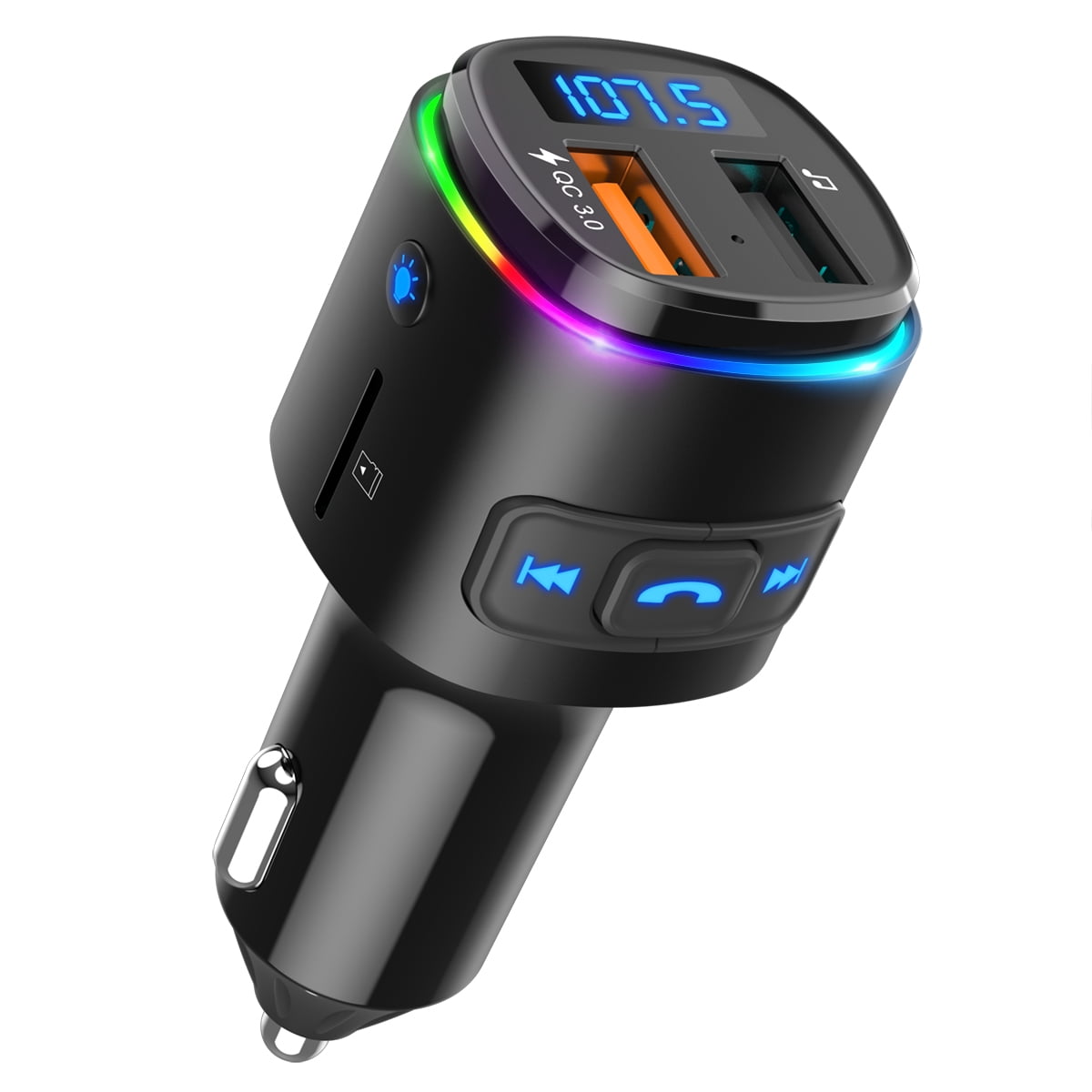 ORIA Bluetooth Car FM Transmitter, Wireless Music Audio Charger, Black ...