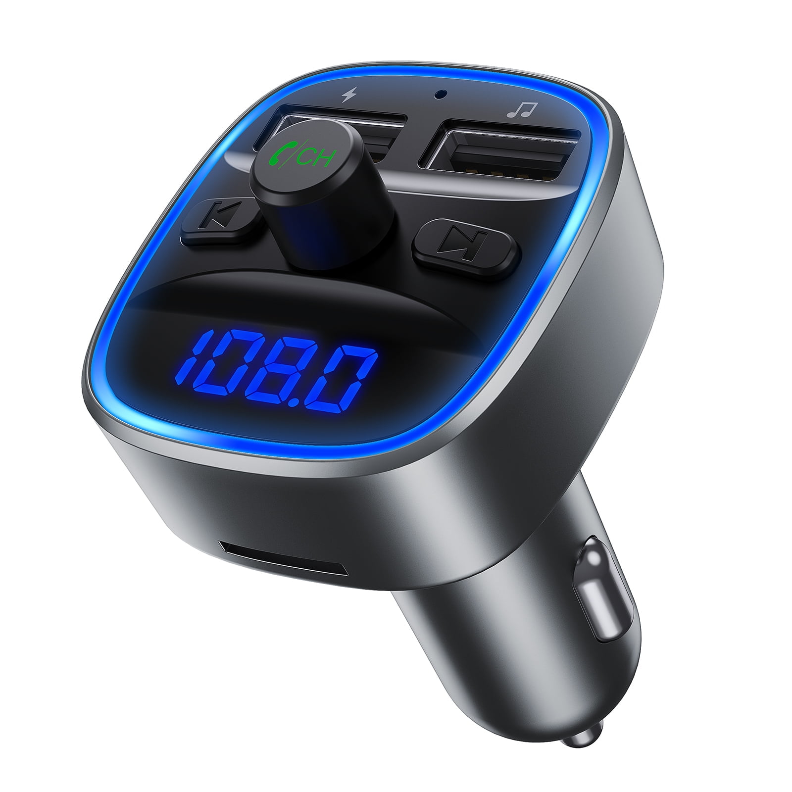 ORIA Bluetooth V5.0 Wireless Music FM Transmitter for Car, Dual USB, 7 ...