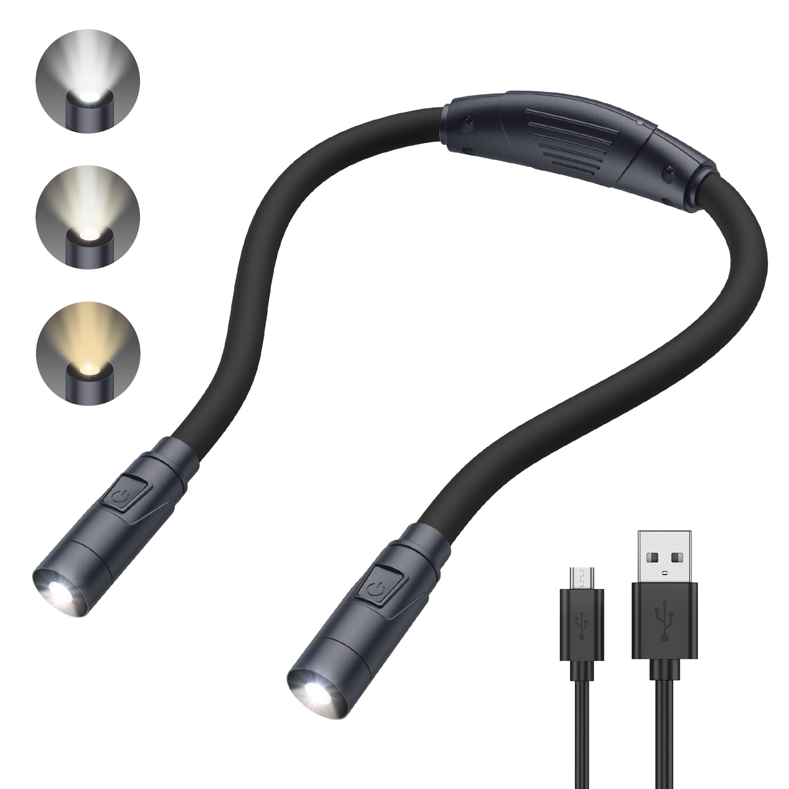 ORIA Rechargeable LED Neck Light, 3 Colors, Adjustable Brightness ...