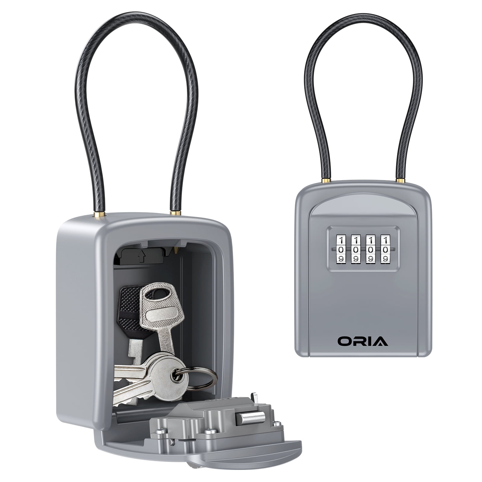ORIA Waterproof Key Lock Box, 4 Digit Combination, Portable Key Storage ...