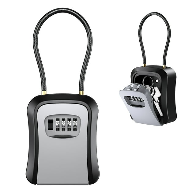 ORIA Waterproof Key Lock Box, Portable 4 Digit Combination Key Storage ...
