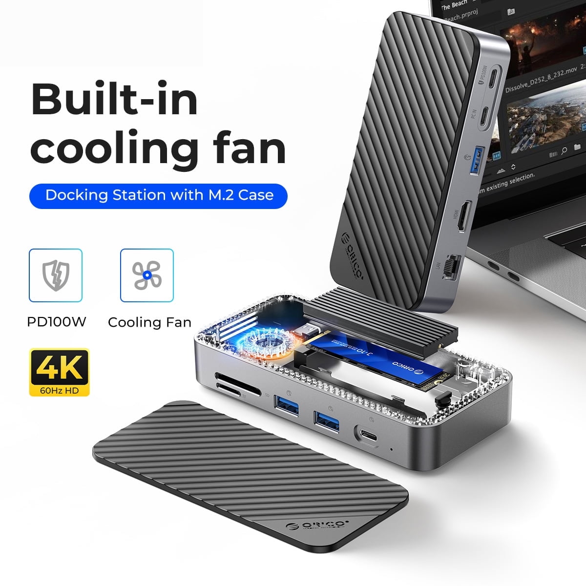 ORICO 10 in 1 USB-C Docking Station SATA /NVMe M.2 Enclosure with ...