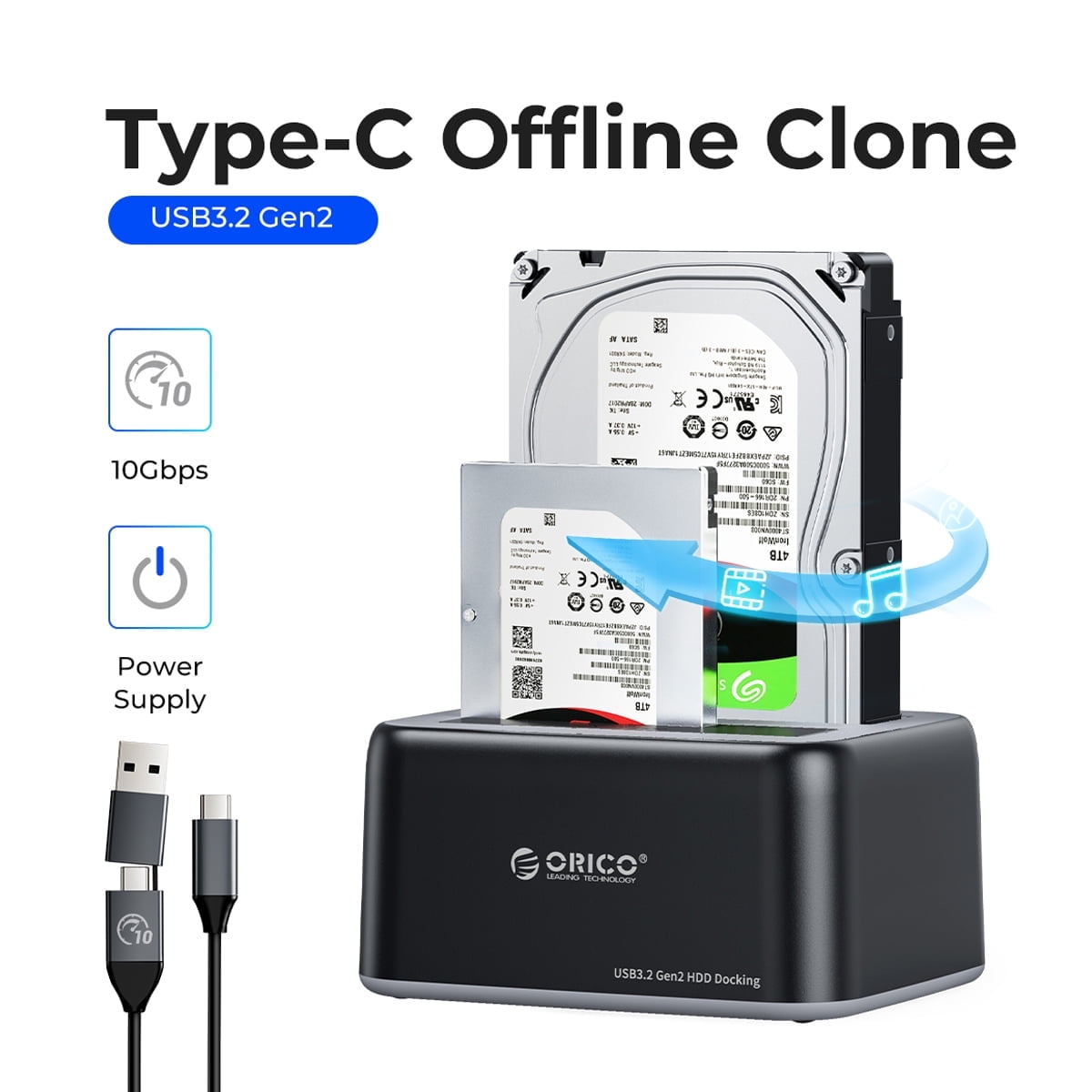 ORICO 2.5/3.5 inch Dual Bay Hard Drive Docking Station Offline Clone ...