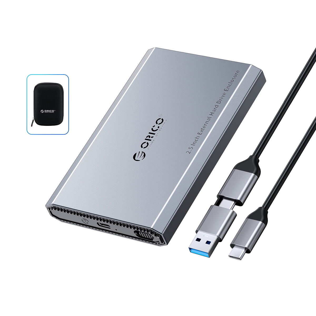 ORICO 2.5" hard Drive Enclosure Case with Bag 6Gbps USB C to SATA III ...