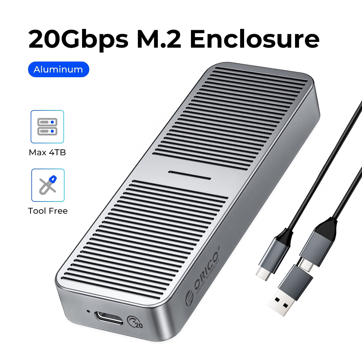 ORICO 20Gbps M.2 NVMe SSD Enclosure Adapter NVMe Enclosure Aluminum ...