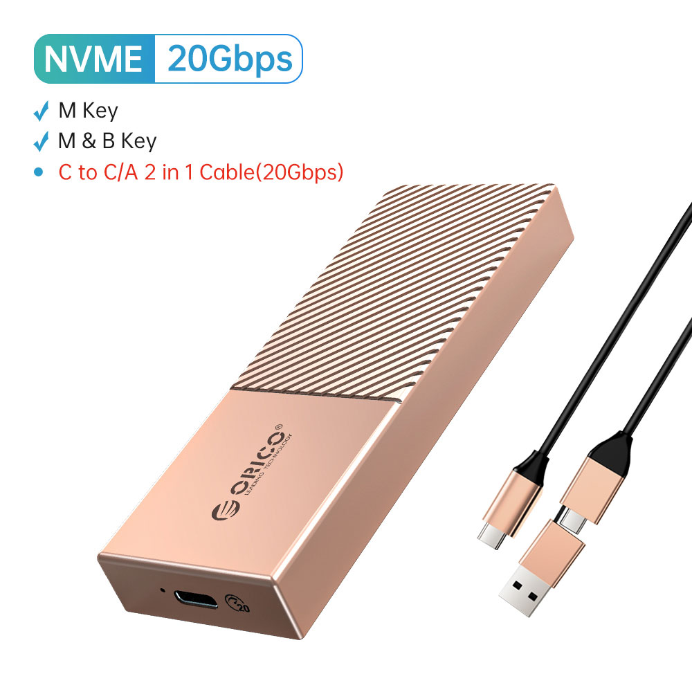 ORICO 20Gbps M2 NVME SSD Case All Aluminum M.2 NVMe SSD Enclosure USB3.2 GEN2 x2 Type-C For M.2 ...