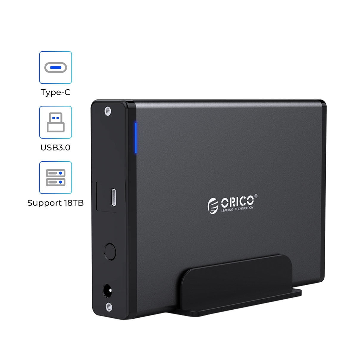 ORICO 3.5" Hard Drive Enclosure Aluminum 5Gbps USB C 3.1 to SATA HDD ...